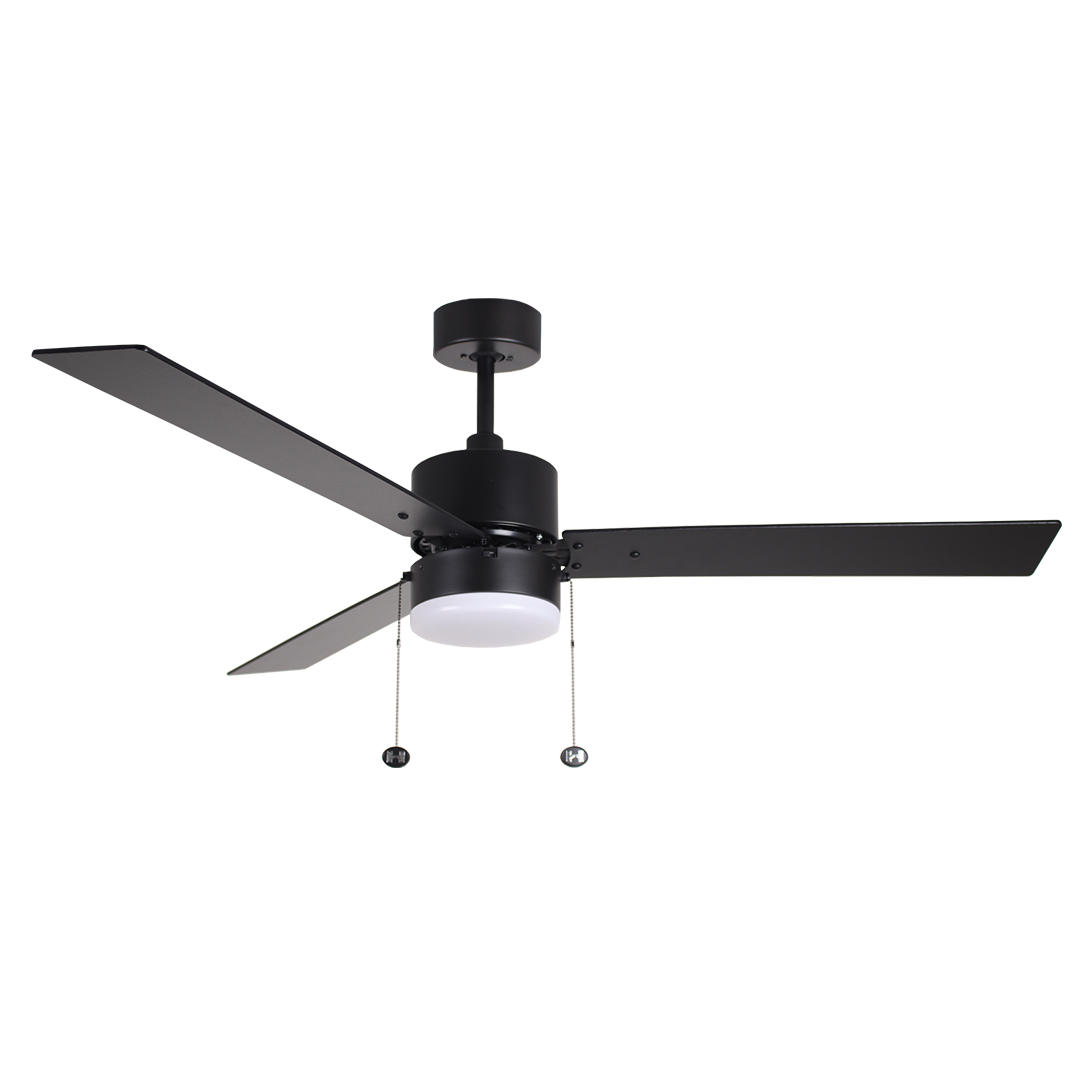 3-Blade 52" MB Modern Cylinder Fan Matte Black/Walnut Blades Pull Chai ...