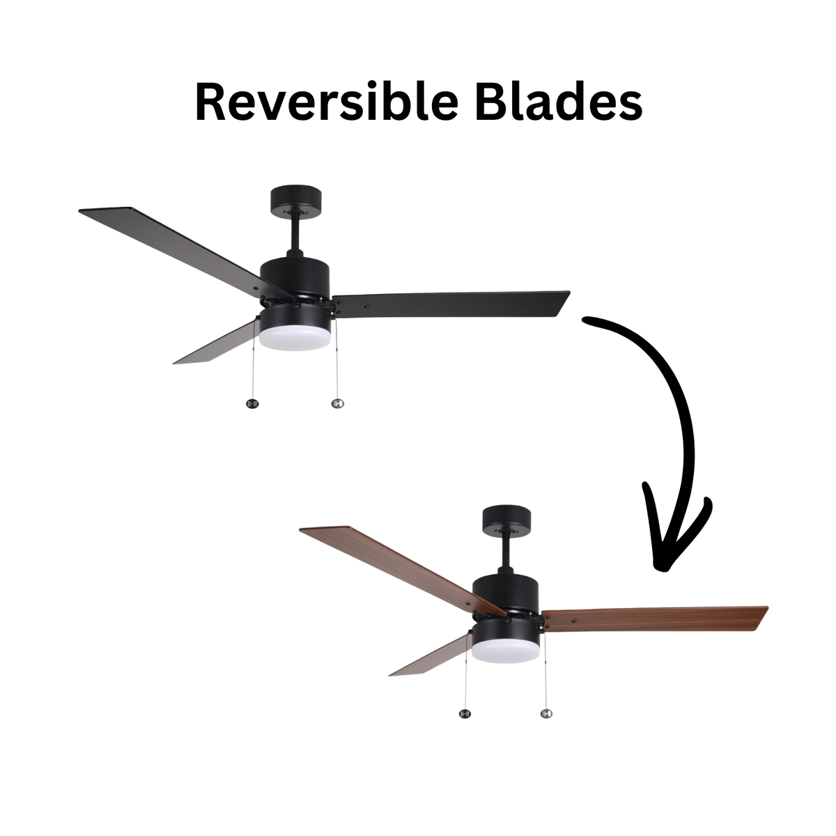 3-Blade 52" MB Modern Cylinder Fan Matte Black/Walnut Blades Pull Chai ...