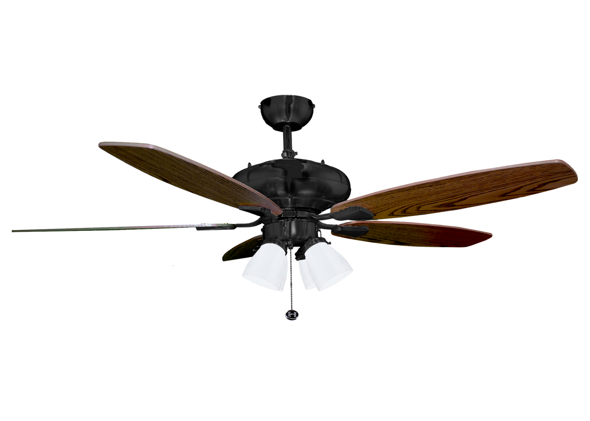 52" 5-Blade UFO Fan MB Black/Walnut Blades 4-Light Clear LED Kit ...