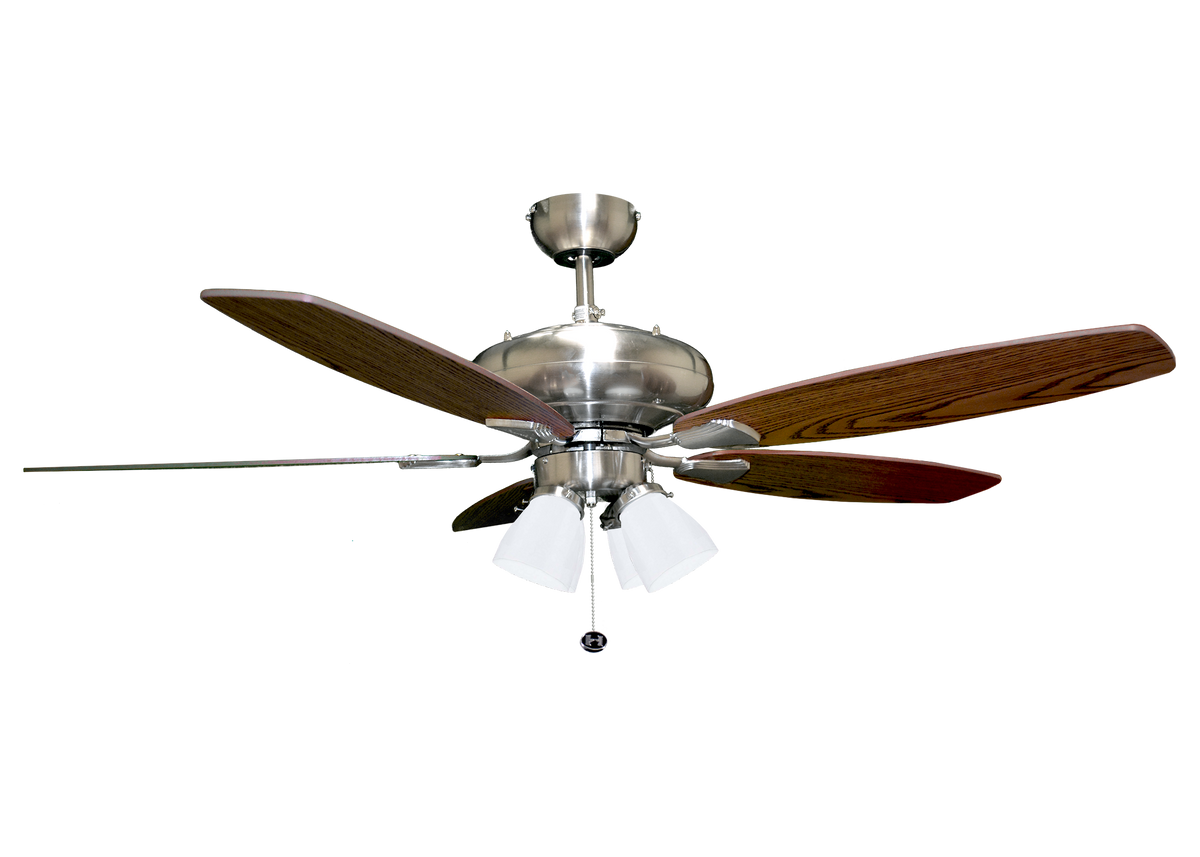 52" 5-Blade UFO Fan NK Silver/Walnut Blades 4-Light Clear Glass LED Ki ...