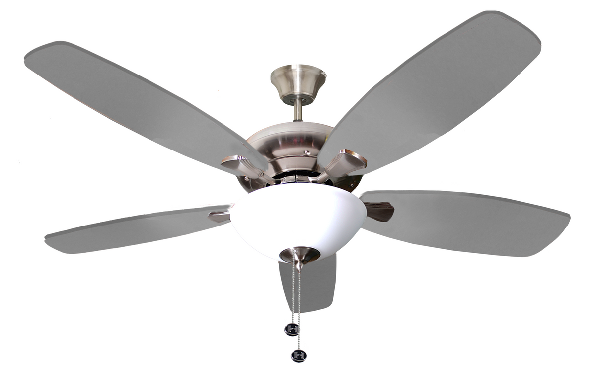 52" 5-Blade UFO Fan NK Silver/Walnut Blades 2-Light Bowl White Glass L ...