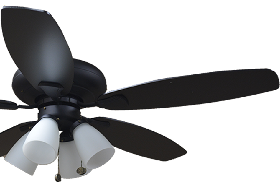 52" 5-Blade UFO Fan MB Black/Walnut Blades 4-Light White LED Kit ...
